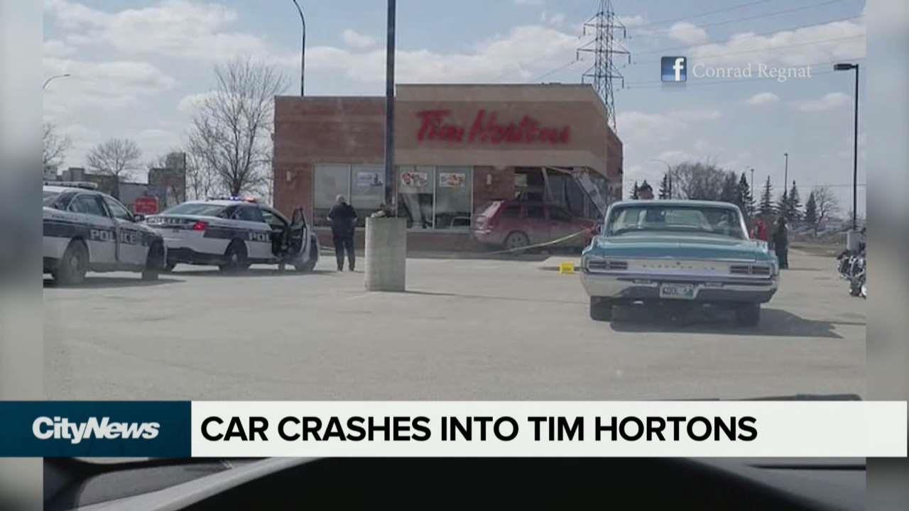 Vehicle crashes into Tim Hortons