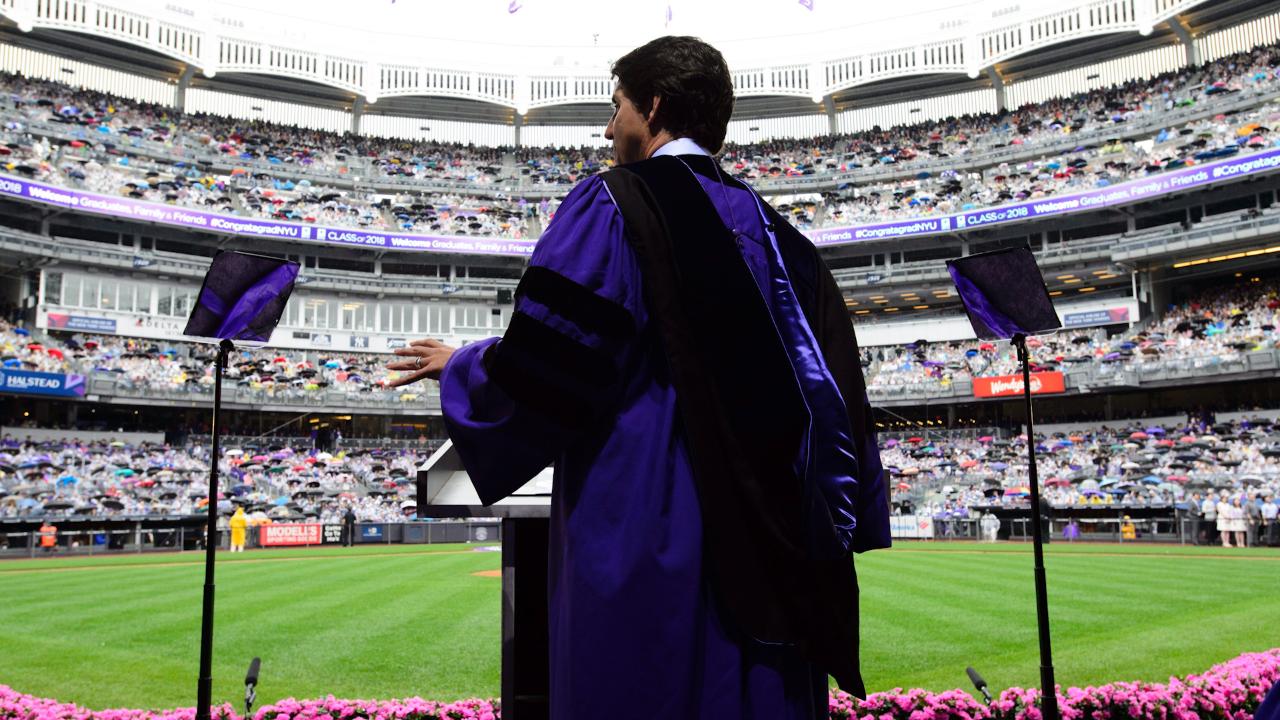 Raw: Trudeau delivers NYU graduation speech at Yankee Stadium