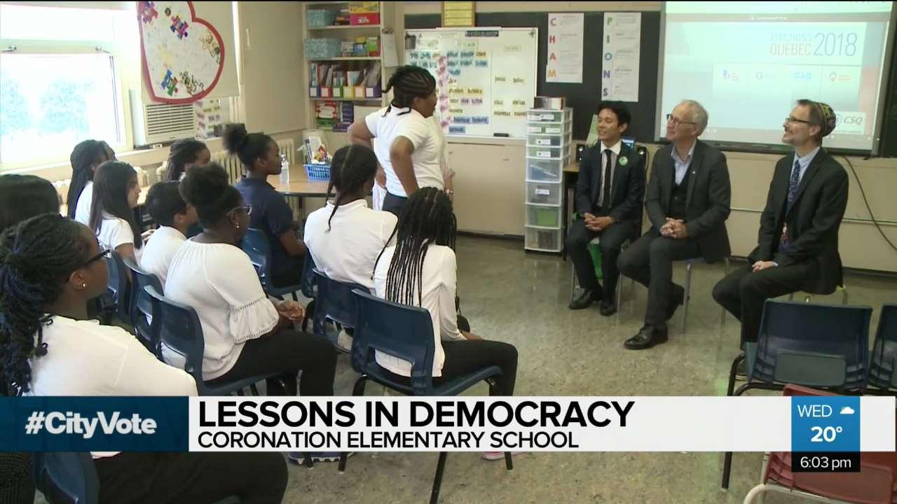 Elementary students learning about elections