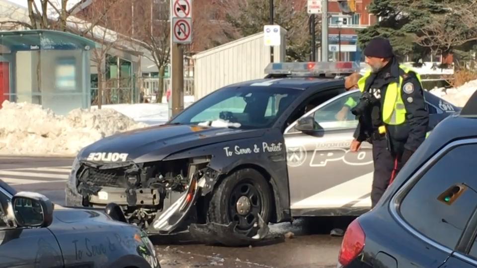 Crash involving police cruiser sends 1 to hospital