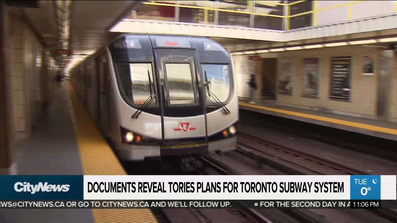 Documents reveal Tories plans for Toronto subway system