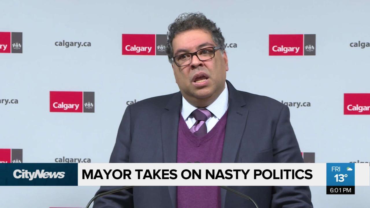 Calgary mayor takes on divisive politics