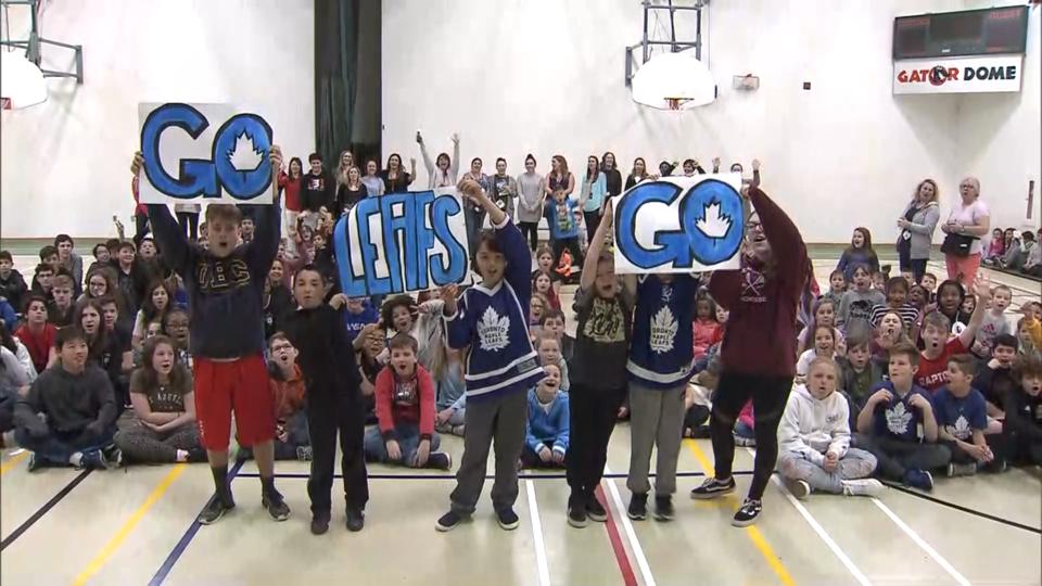 John Tavares' old elementary school cheering him on