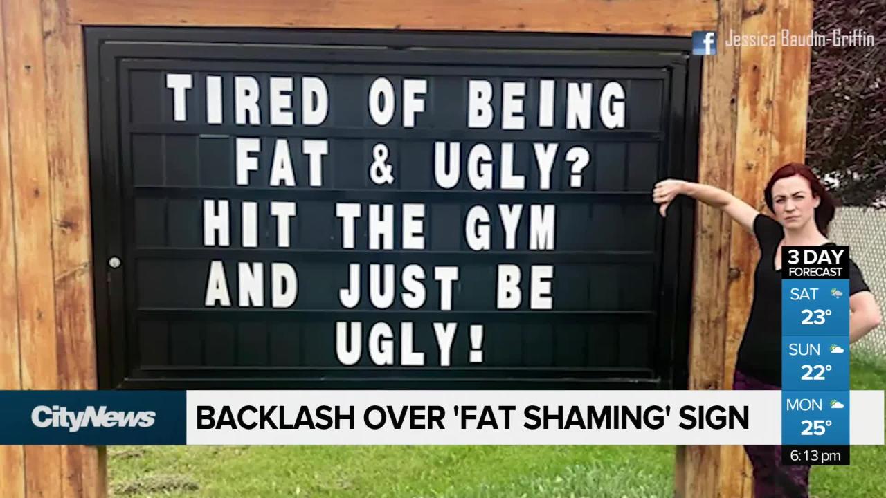 Backlash over 'fat shaming' sign