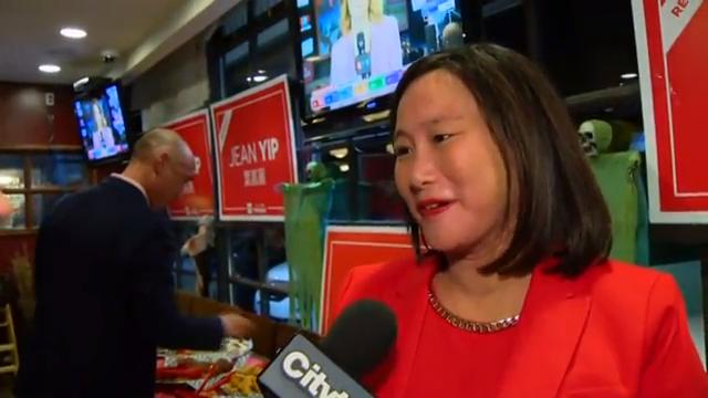 Liberal MP Jean Yip reacts to winning riding of Scarborough-Agincourt ...