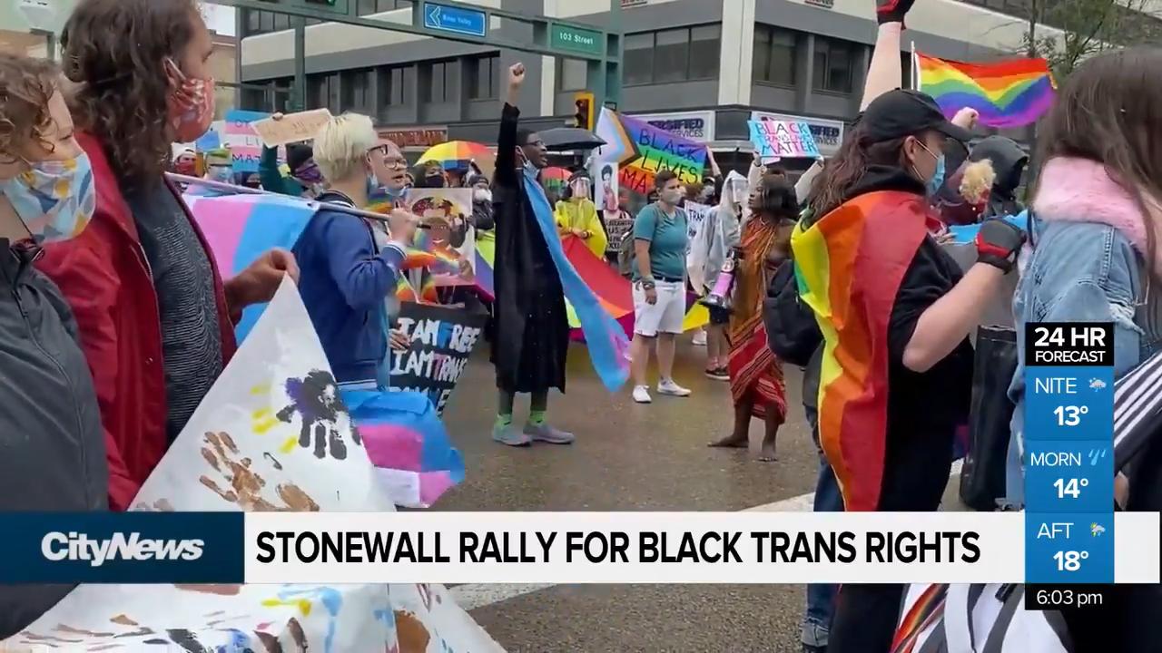 Rally for black trans rights in downtown Edmonton