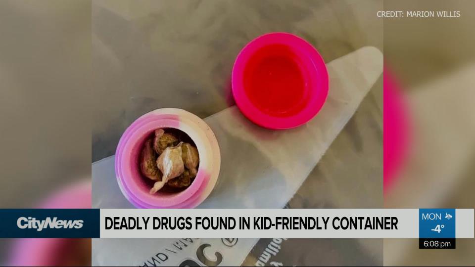 Drugs discovered in kid friendly container